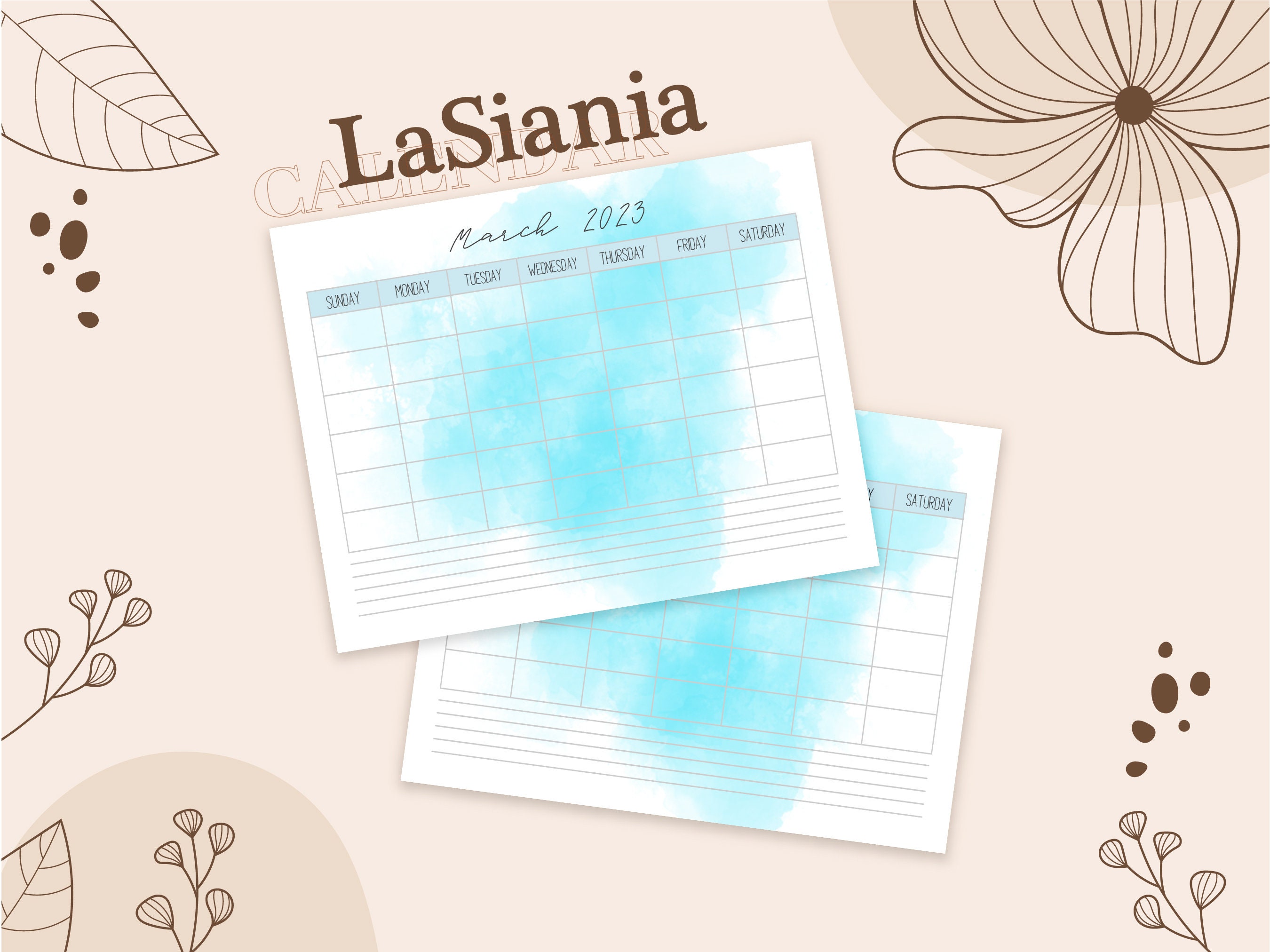 2023 2024 Calendar Printable Monthly Calendar: Blue Smokey Pastel ...