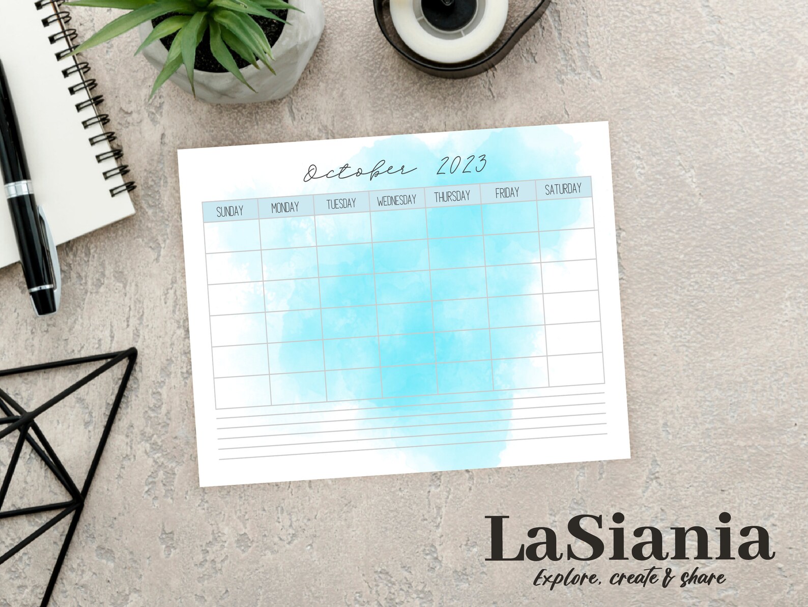 2023 2024 Calendar Printable Monthly Calendar: Blue Smokey Pastel ...
