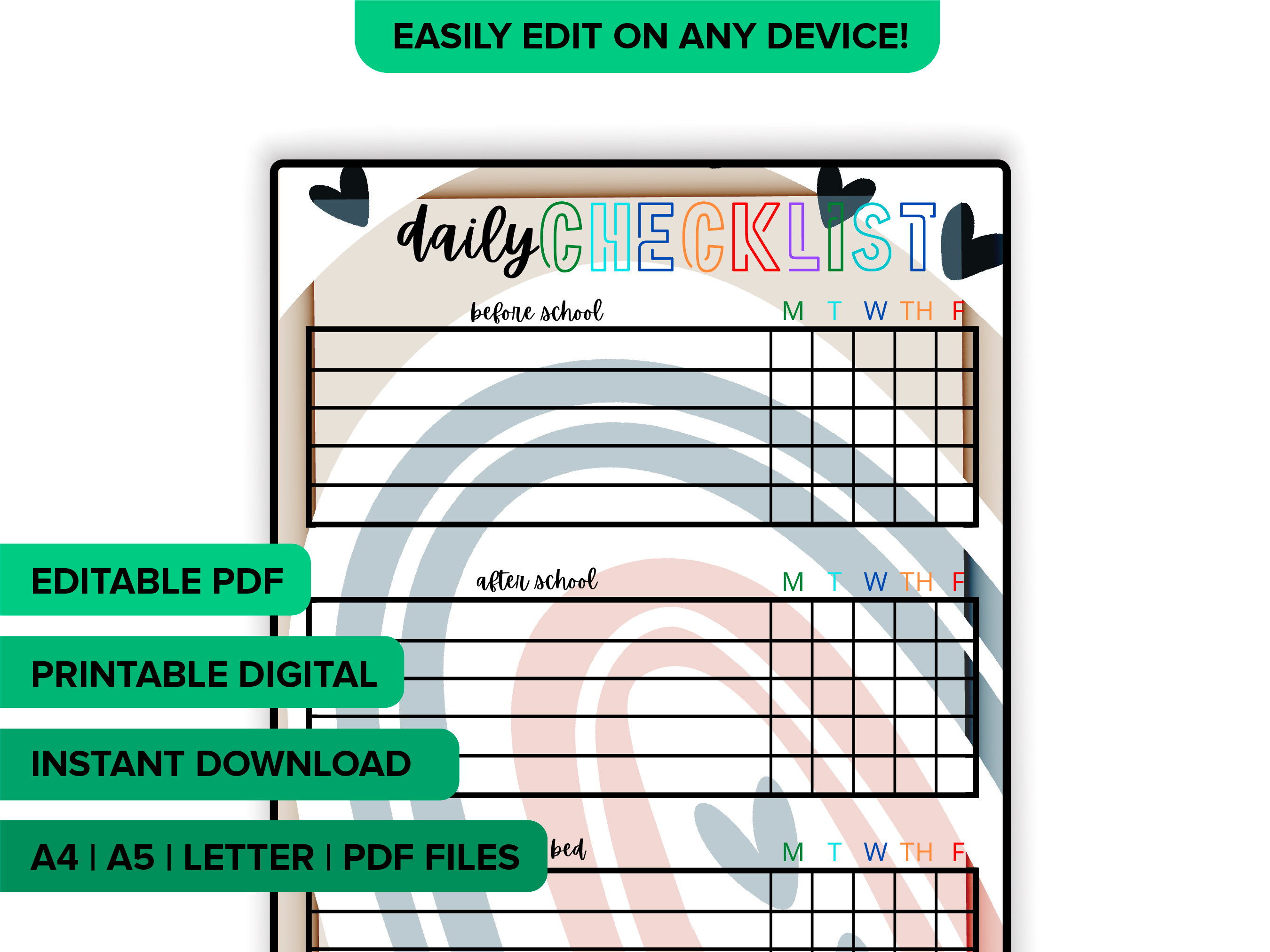 Editable Daily Checklist for Kids and Toddlers Interactive Before and ...