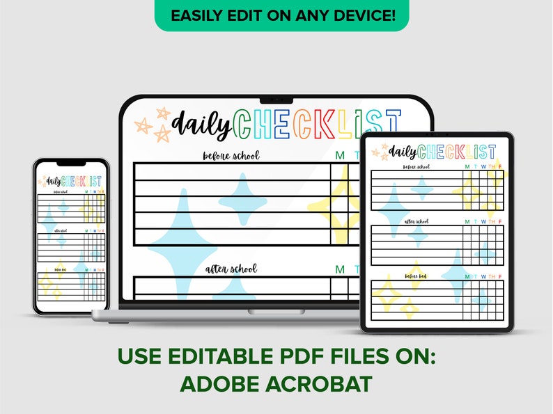 Editable Daily Checklist for Kids and Toddlers Interactive - Etsy