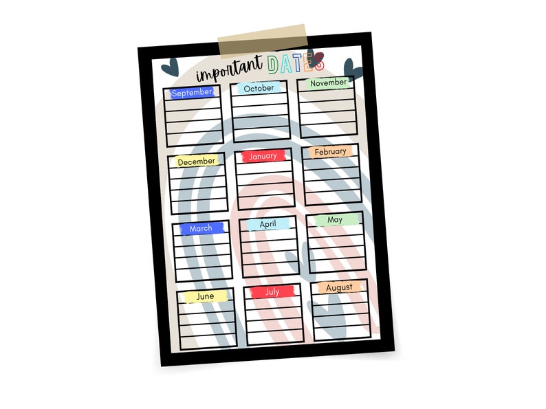 Important Dates Rainbowing for Kids Routine Checklist, to Do List ...