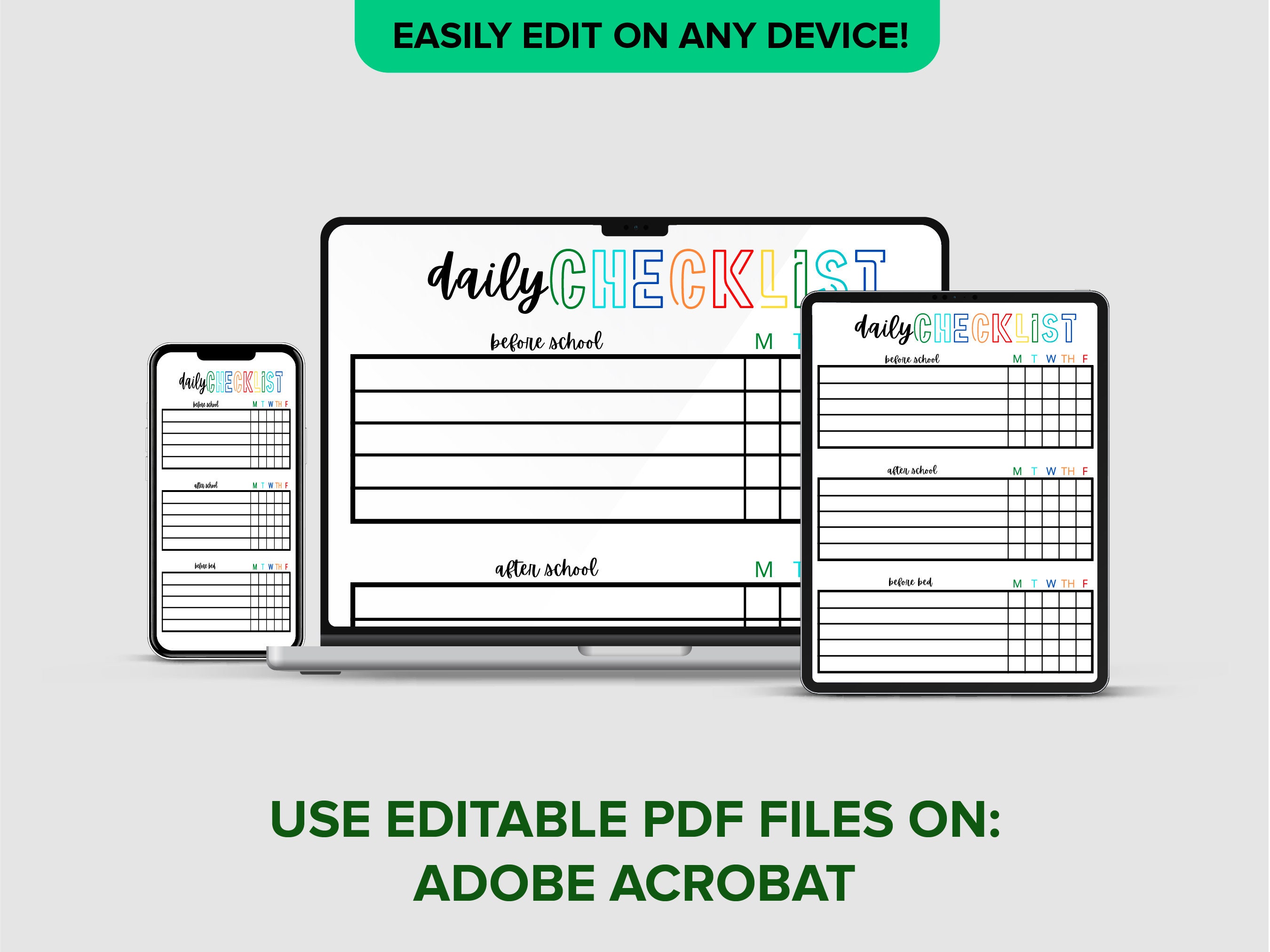 Editable Daily Checklist for Kids and Toddlers Interactive Before and ...