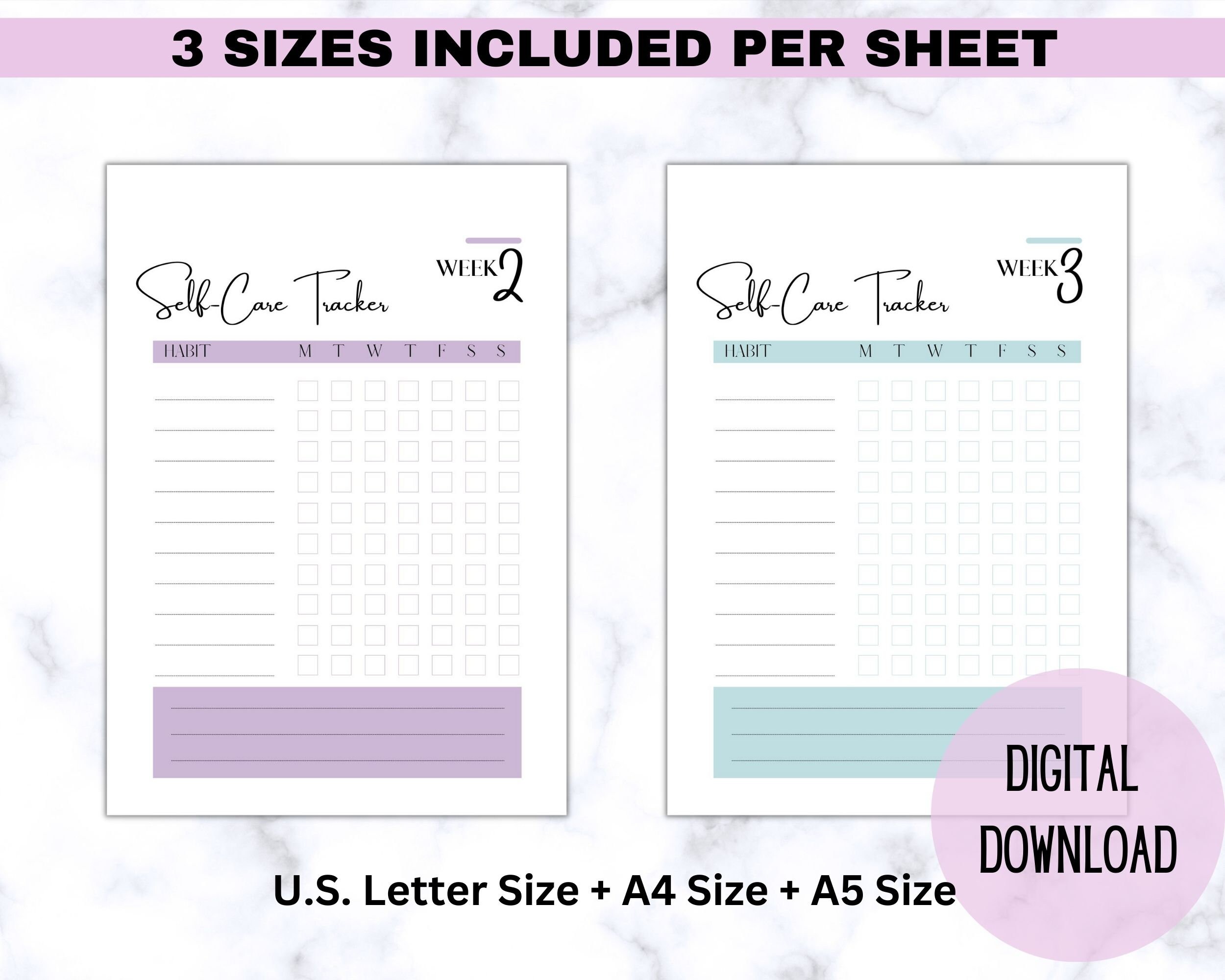 Self-care Weekly Planner Habit Tracker for Mental Health and Wellness ...