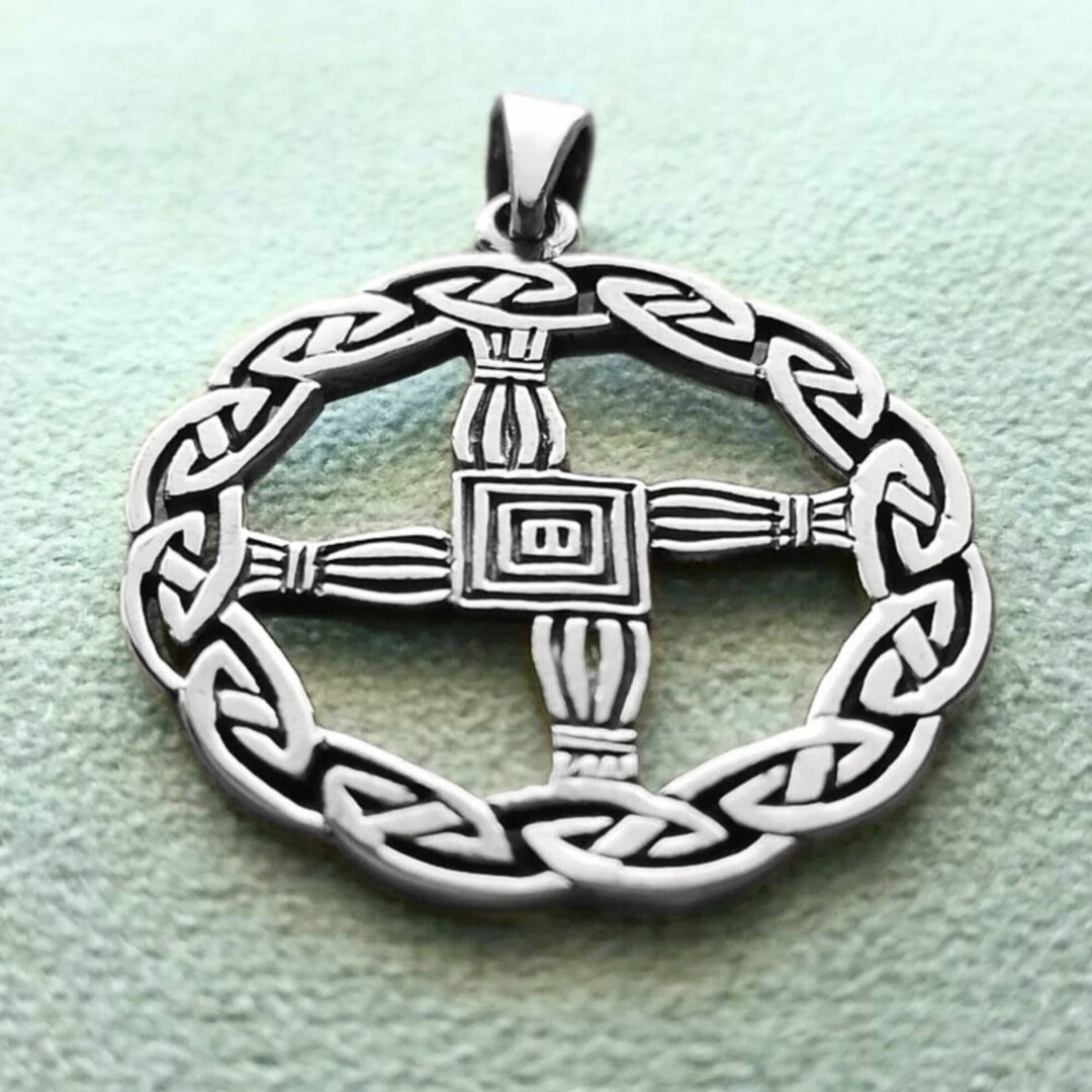 Round St. Brigid's Cross Pendant With Celtic Knot Border, Charm ...