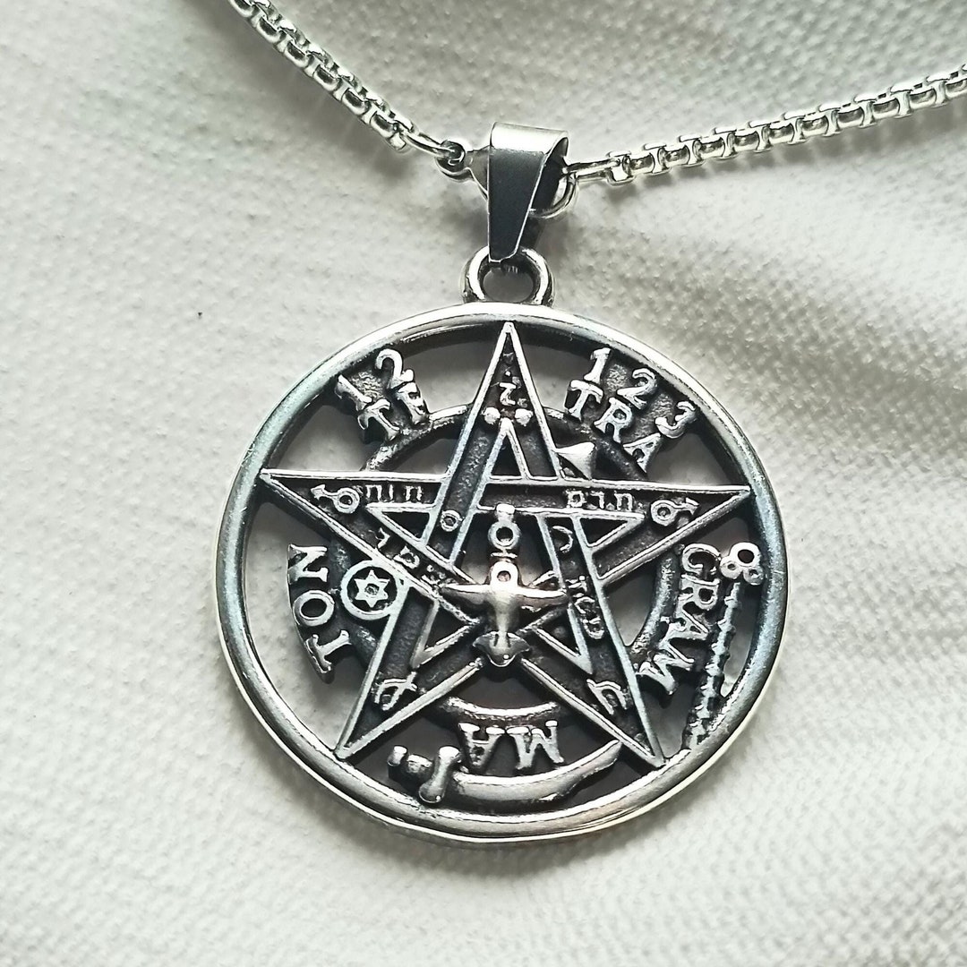 Tetragrammaton Pentagram Pentacle Pendant Necklace Wiccan, Spiritual ...