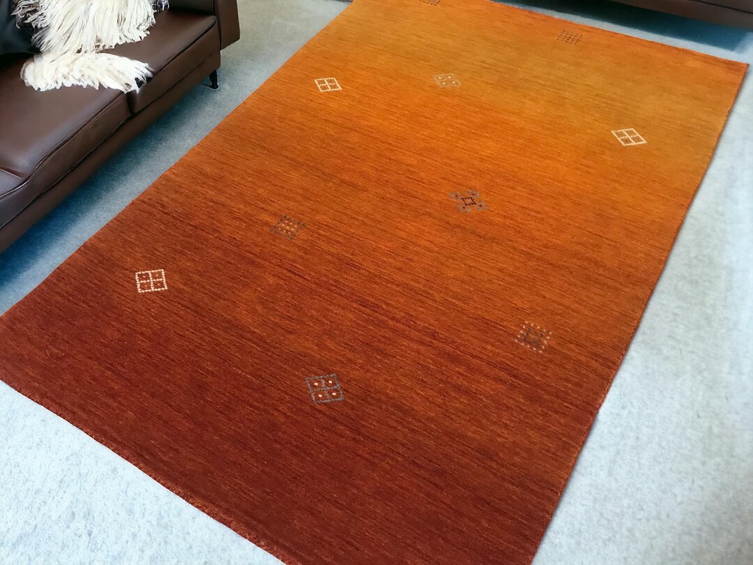 Handloom Sunset Gradation Effect Rug 4x6, 100% Wool Rug Best for ...