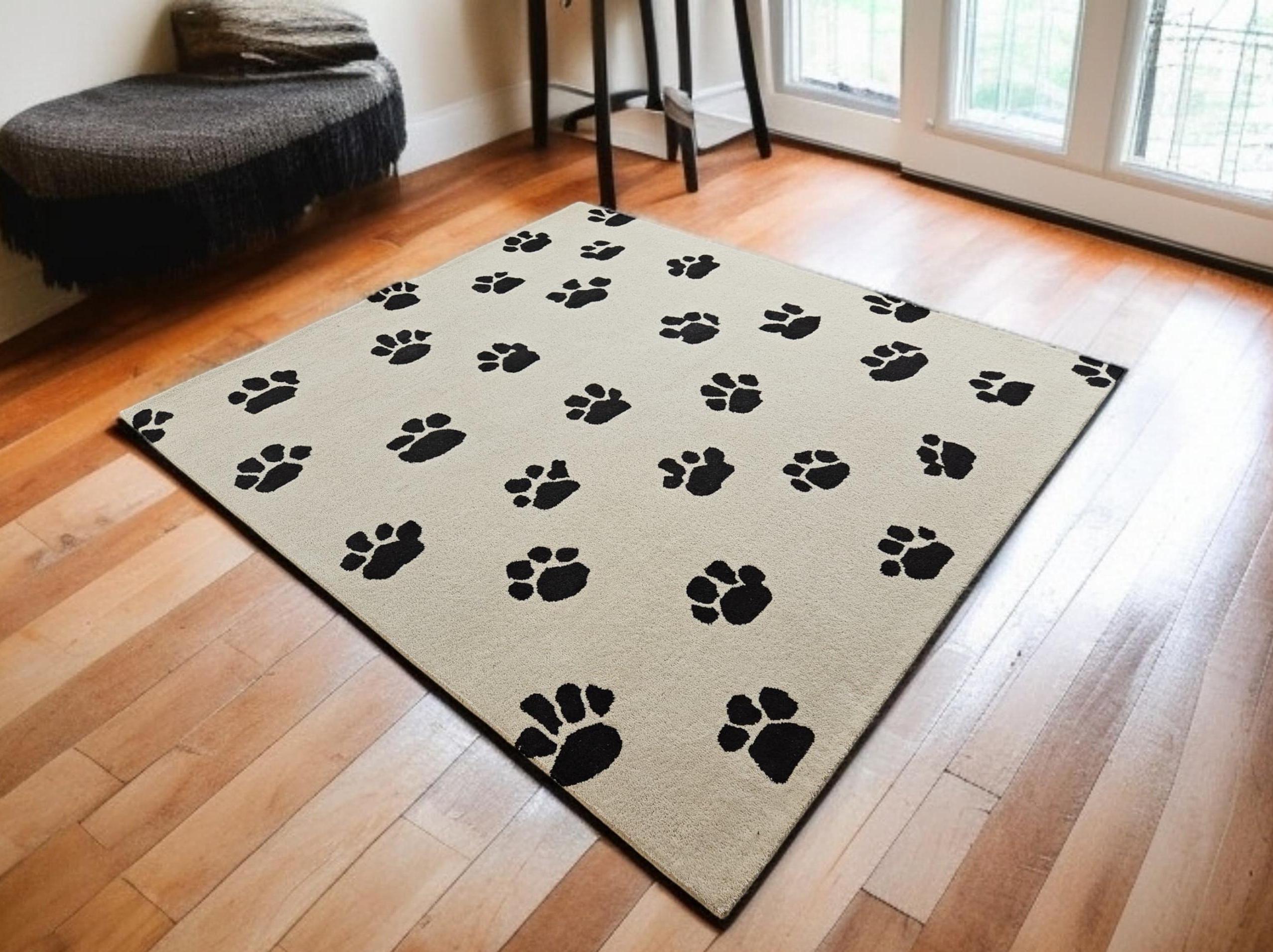 Hand Tufted Wool Paw Print Rug: Pet Lover Gift - Etsy