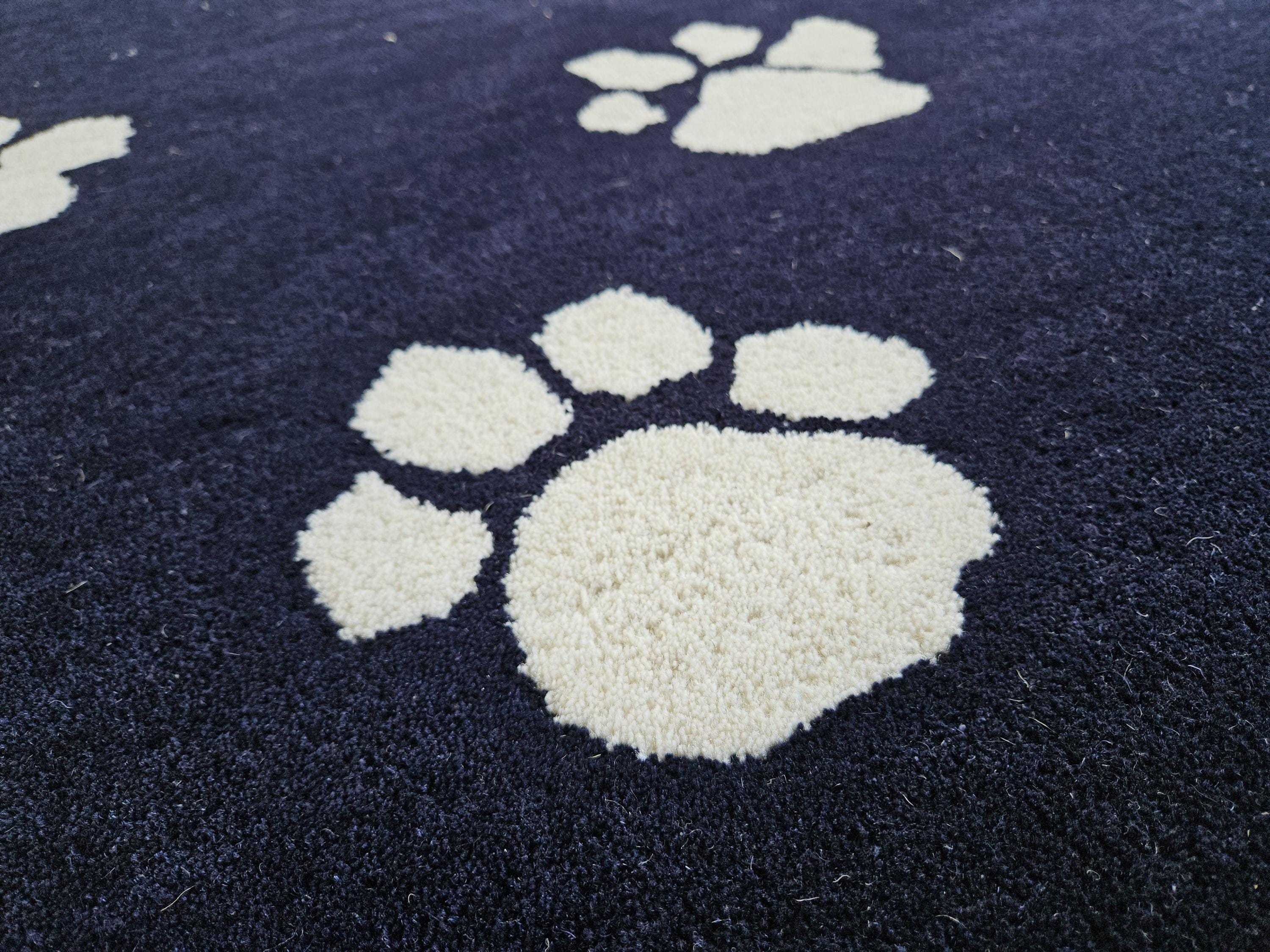 Paw Print Pattern Hand Tufted Wool Rug, Soft and Stylish Area Rug for ...