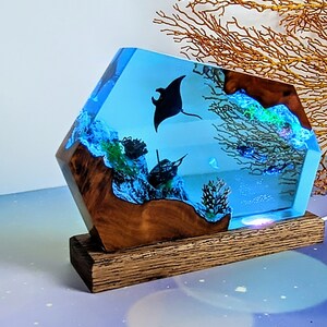 Stingray and Diver Wood Resin Lights, Resin Art Lights, Clear Crystal ...
