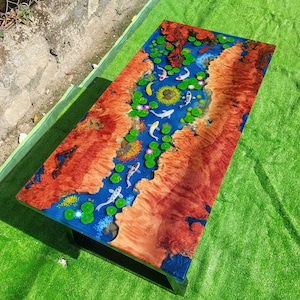 Koi Fish Epoxy Resin Table on Request - Hand-painted Koi Fish Art ...