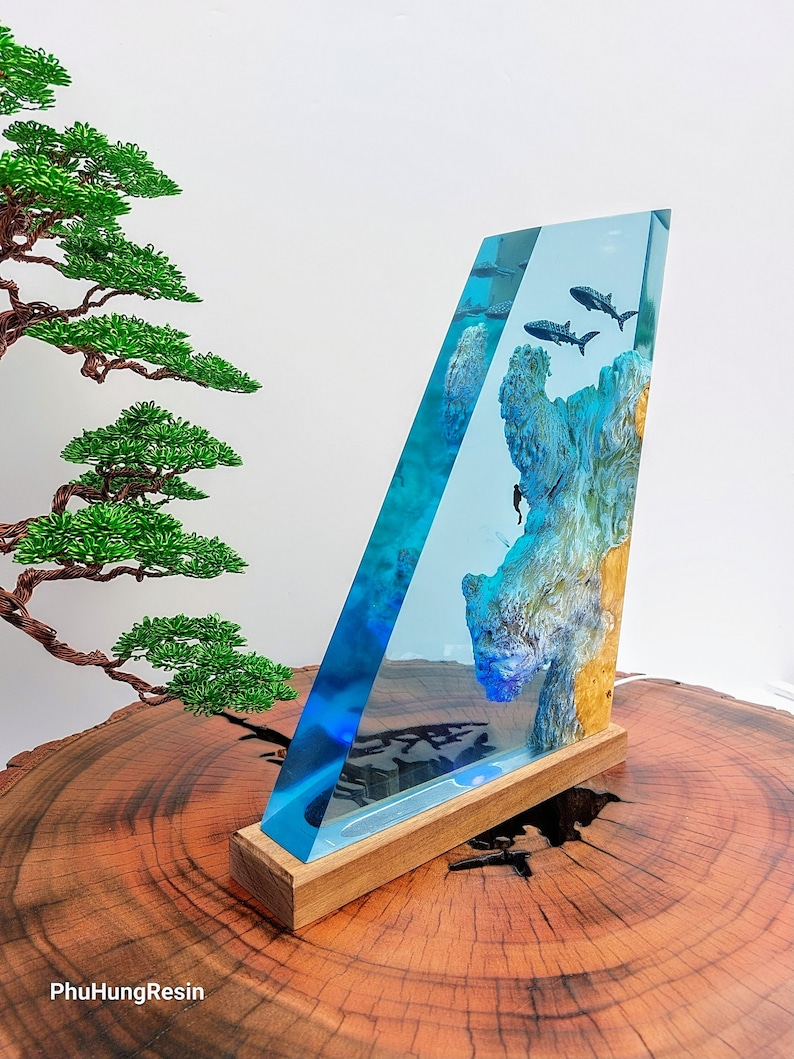 Whale Shark and Diver Large Resin Lamp, Best Gifts for Loved Ones ...