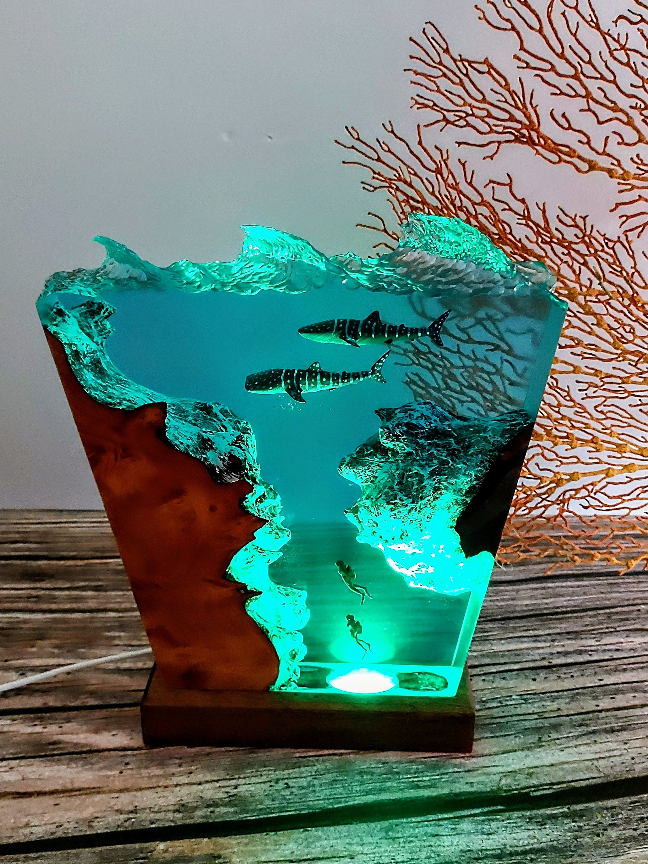 Great Whale Shark Resin Lamp. Resin Art Lamp Crystal Lights - Etsy Canada