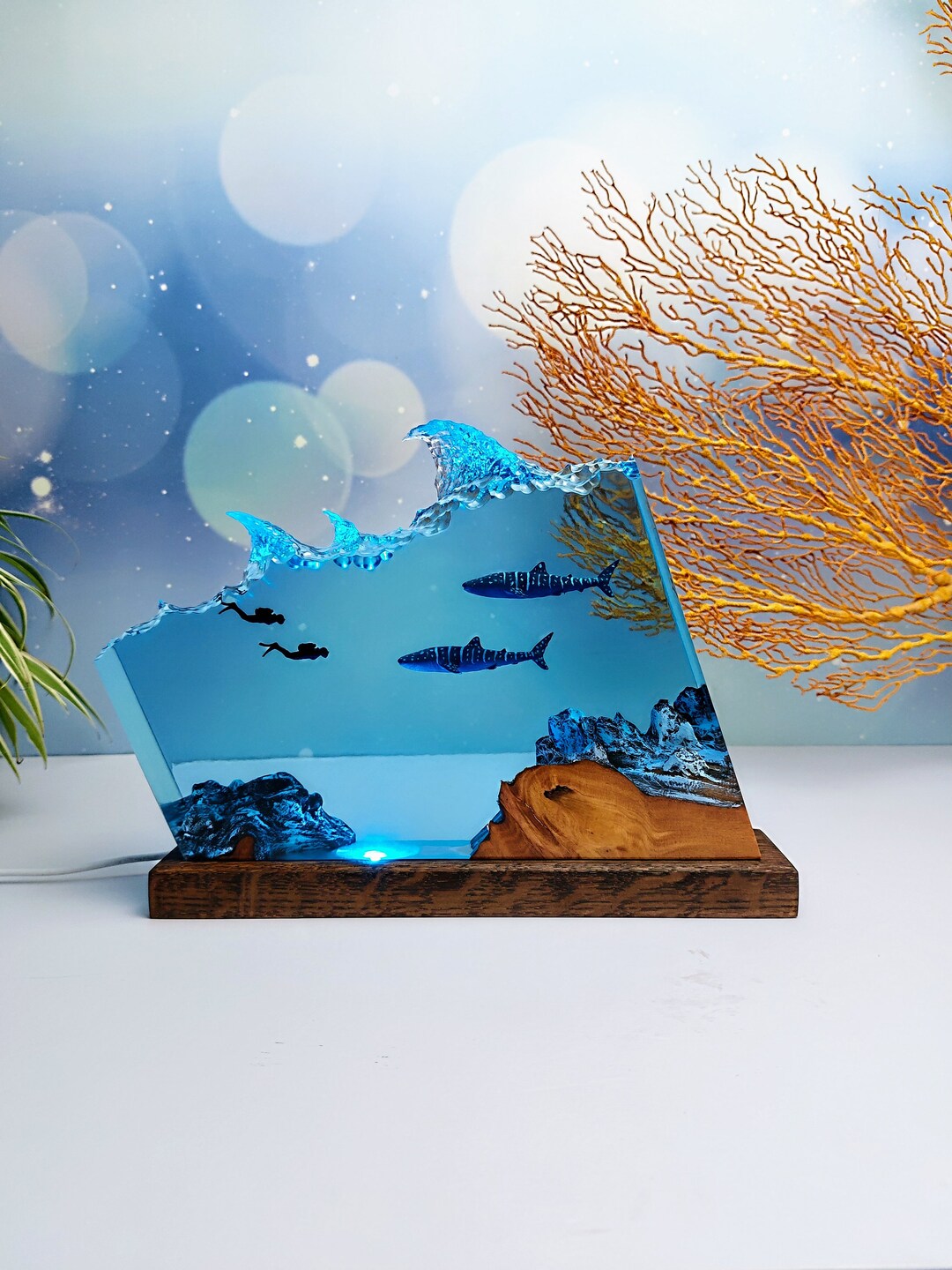 Great Whale Shark Resin Lamp. Resin Art Lamp, Crystal Lights, Best ...