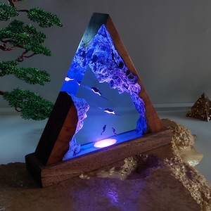 Custom Resin Lamp: Stingray & Divers, Ocean Adventure Art - Etsy