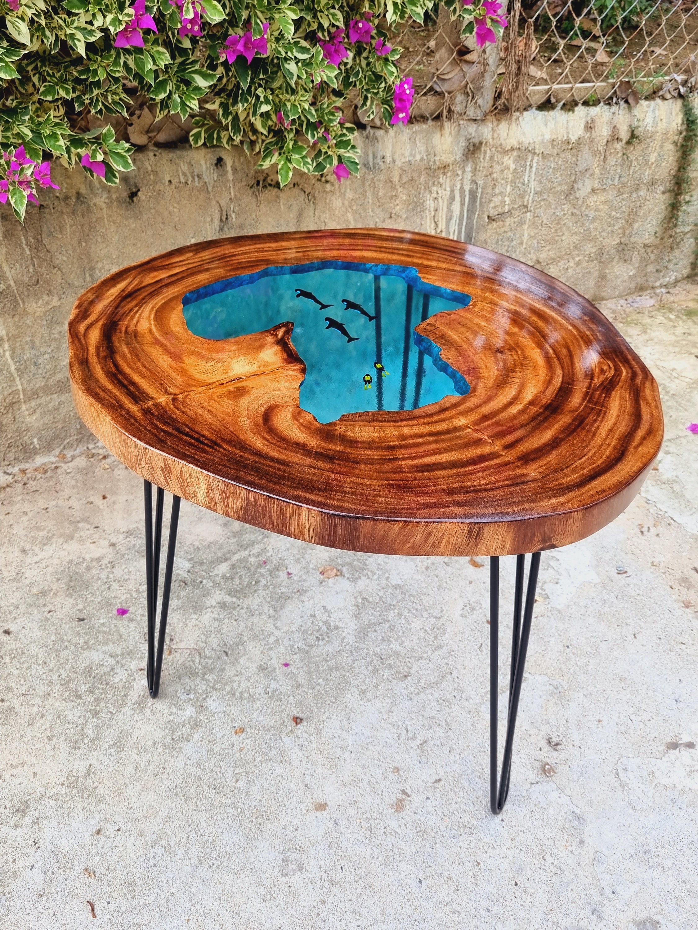 Custom Epoxy Resin Table Dolphin Diver Table Ocean Table - Etsy