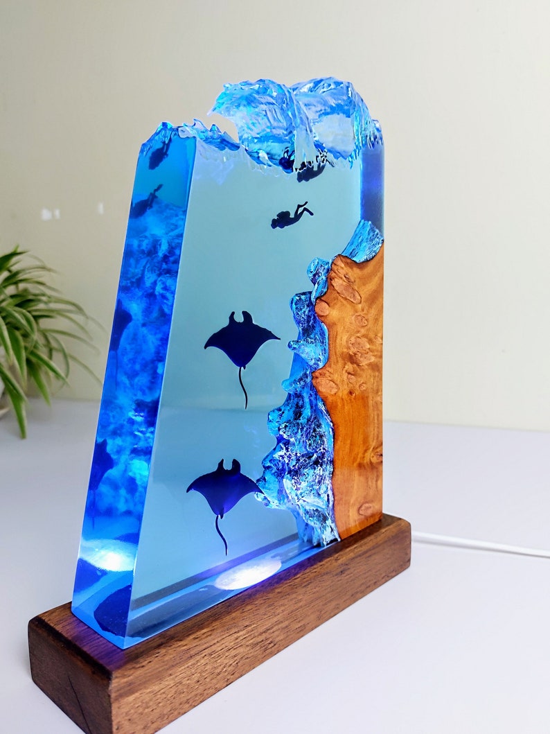 Explore the Carolina Sea. Resin Art Lamp Crystal Lights Best - Etsy