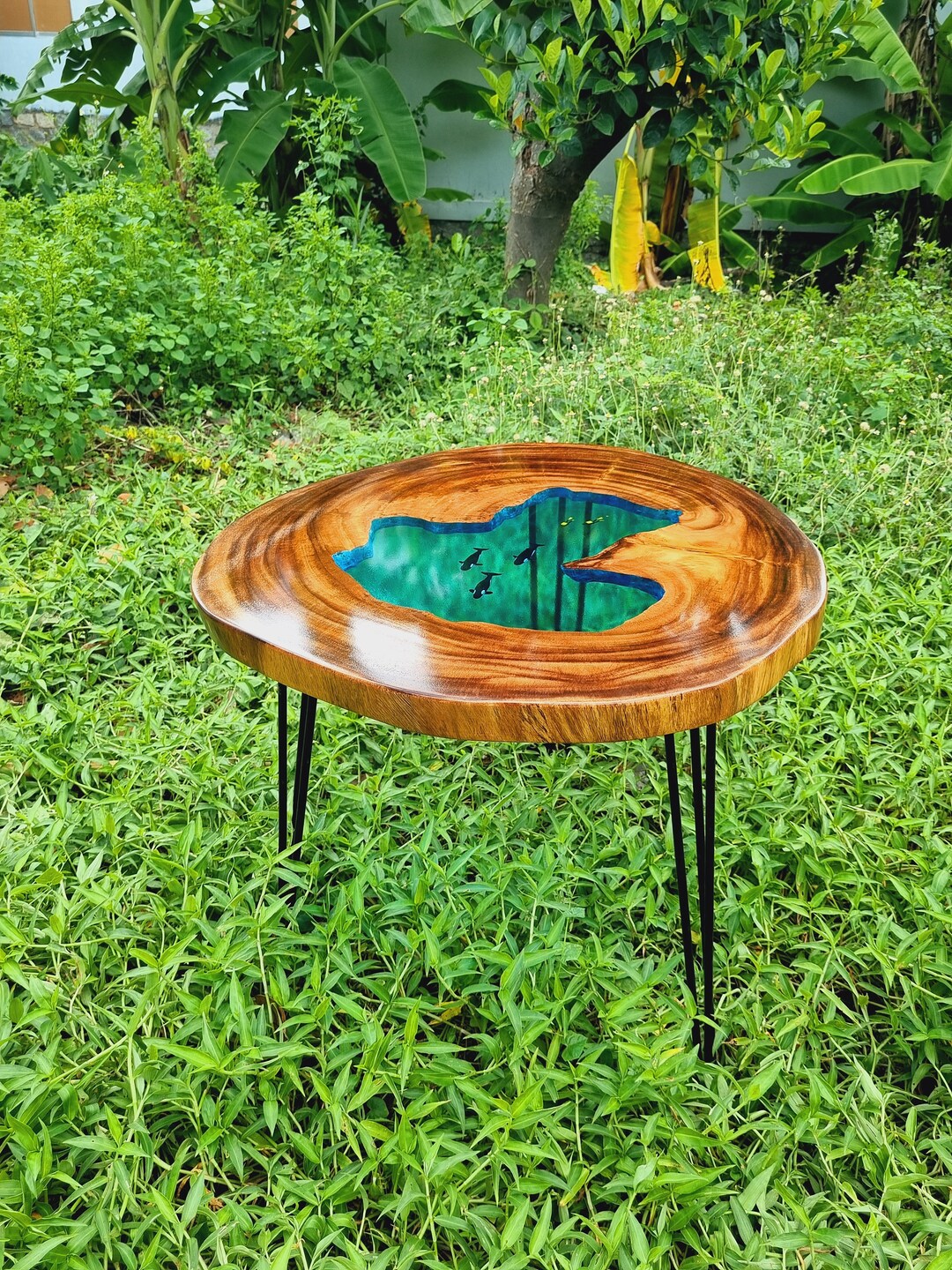 Custom Epoxy Resin Table, Dolphin Diver Table, Ocean Table, Aquarium ...