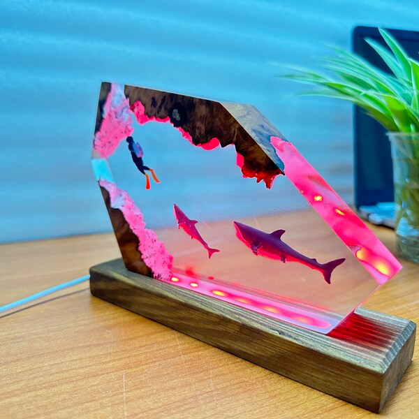 Wood Resin Lamp - Etsy