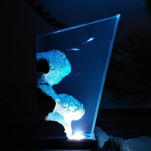 Handmade Stingray Resin Lamp: Ocean Diorama With Crystal Lights - Etsy