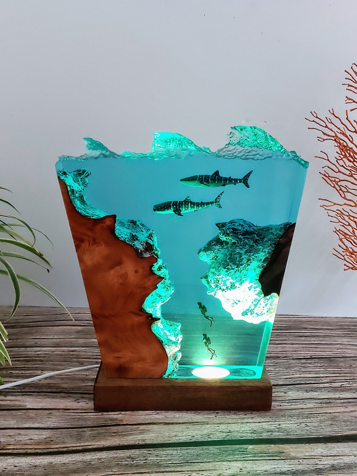 Great Whale Shark Resin Lamp. Resin Art Lamp Crystal Lights - Etsy Canada