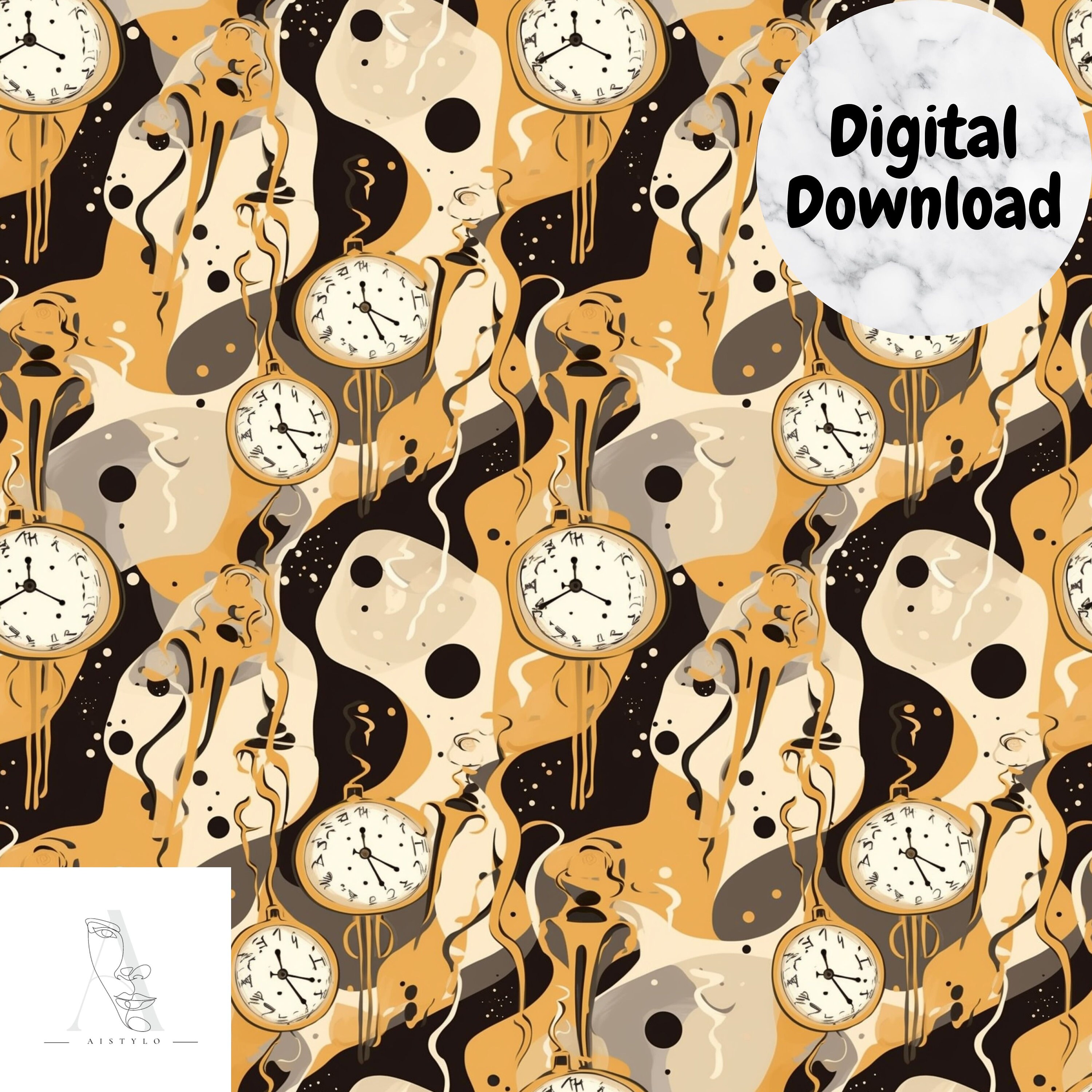 Salvador Dali Inspired Seamless Pattern - Etsy