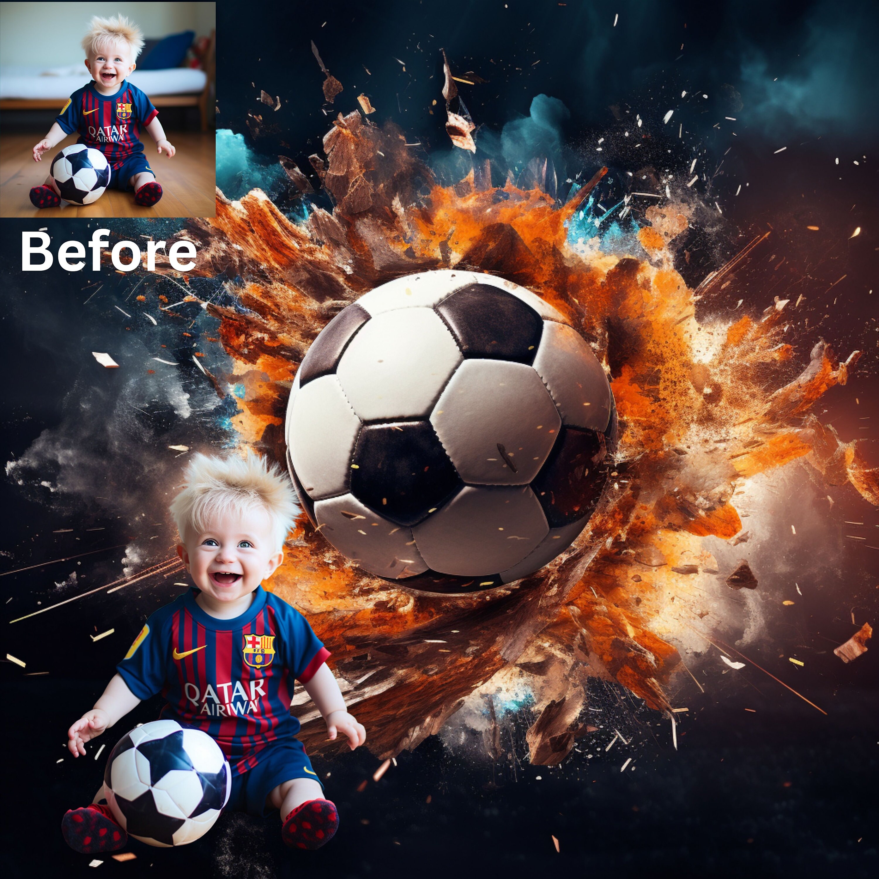 Exploding Soccer Ball AI Stunning Digital Backdrops for Captivating ...