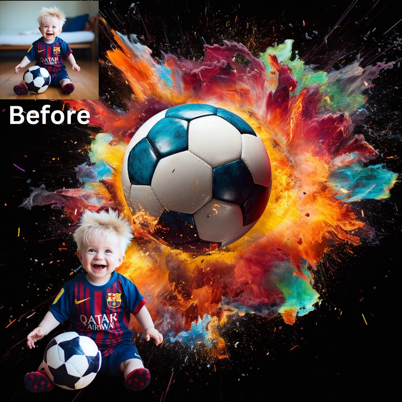 Exploding Soccer Ball AI Stunning Digital Backdrops for Captivating ...