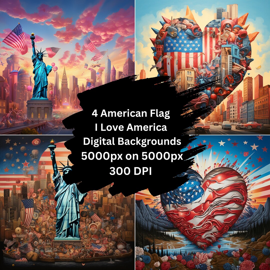 I Love America, American Flag, Independent Day AI Stunning Digital ...