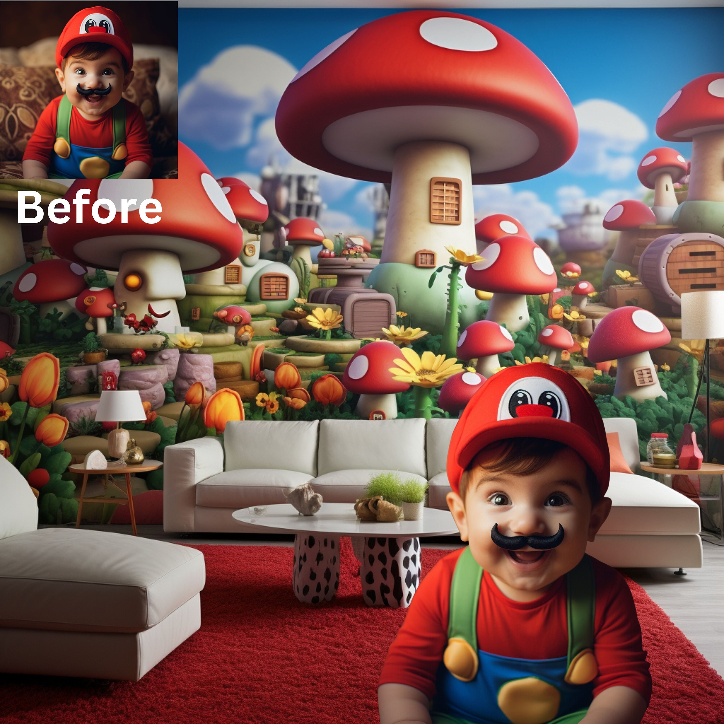 Inspired by Mario Figure Marios Living Room AI Stunning Digital ...