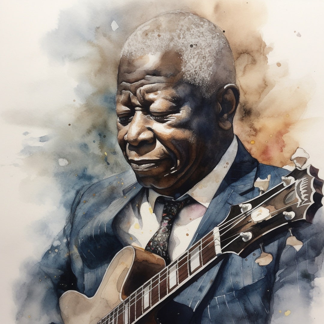 Watercolor Illustrations of B.B King, AI Generated - Etsy