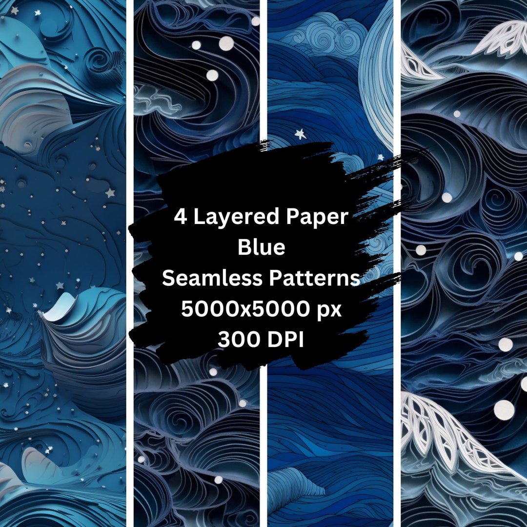 Layered Paper Blue Ai-generated Seamless Patterns: Unique and Vibrant ...