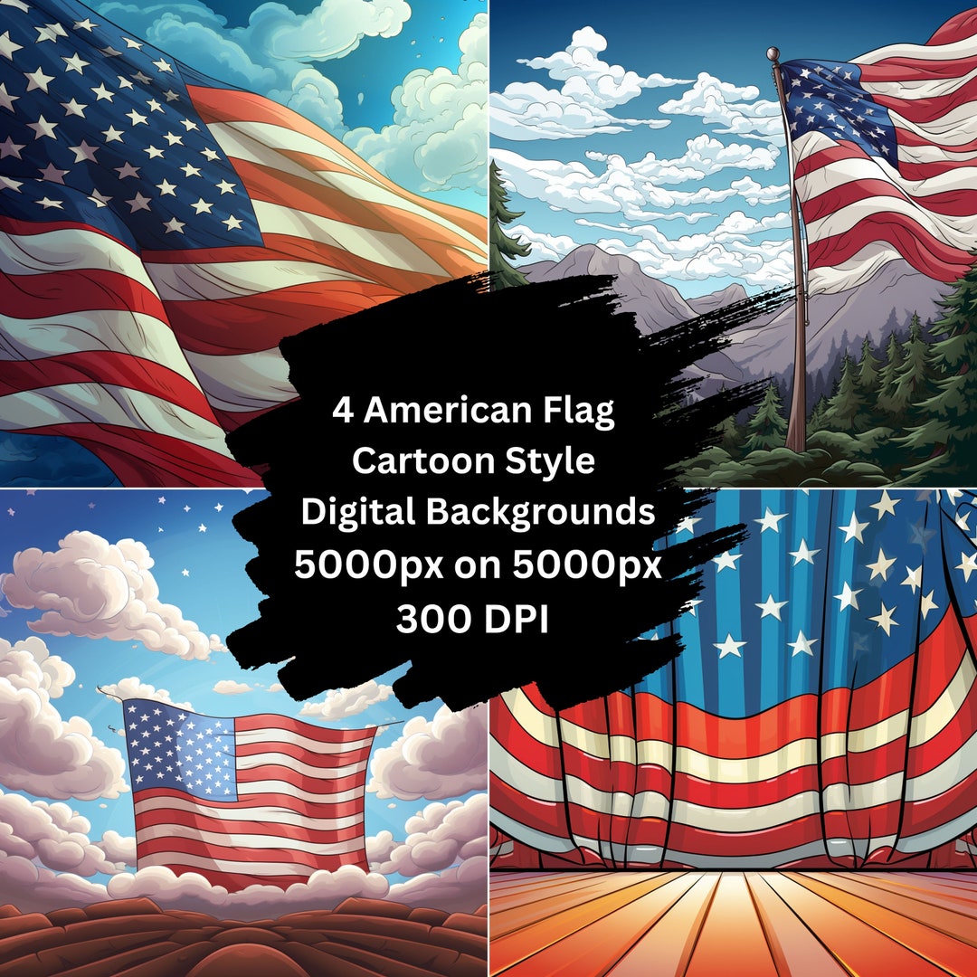 American Flag, Cartoon Style, Independent Day AI Stunning Digital ...