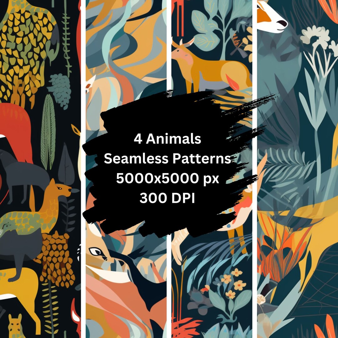 Animals Ai-generated Seamless Patterns: Unique and Vibrant Designs for ...