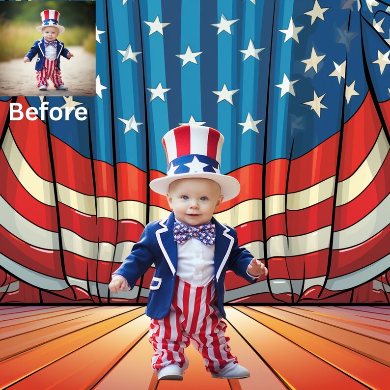 American Flag, Cartoon Style, Independent Day AI Stunning Digital ...