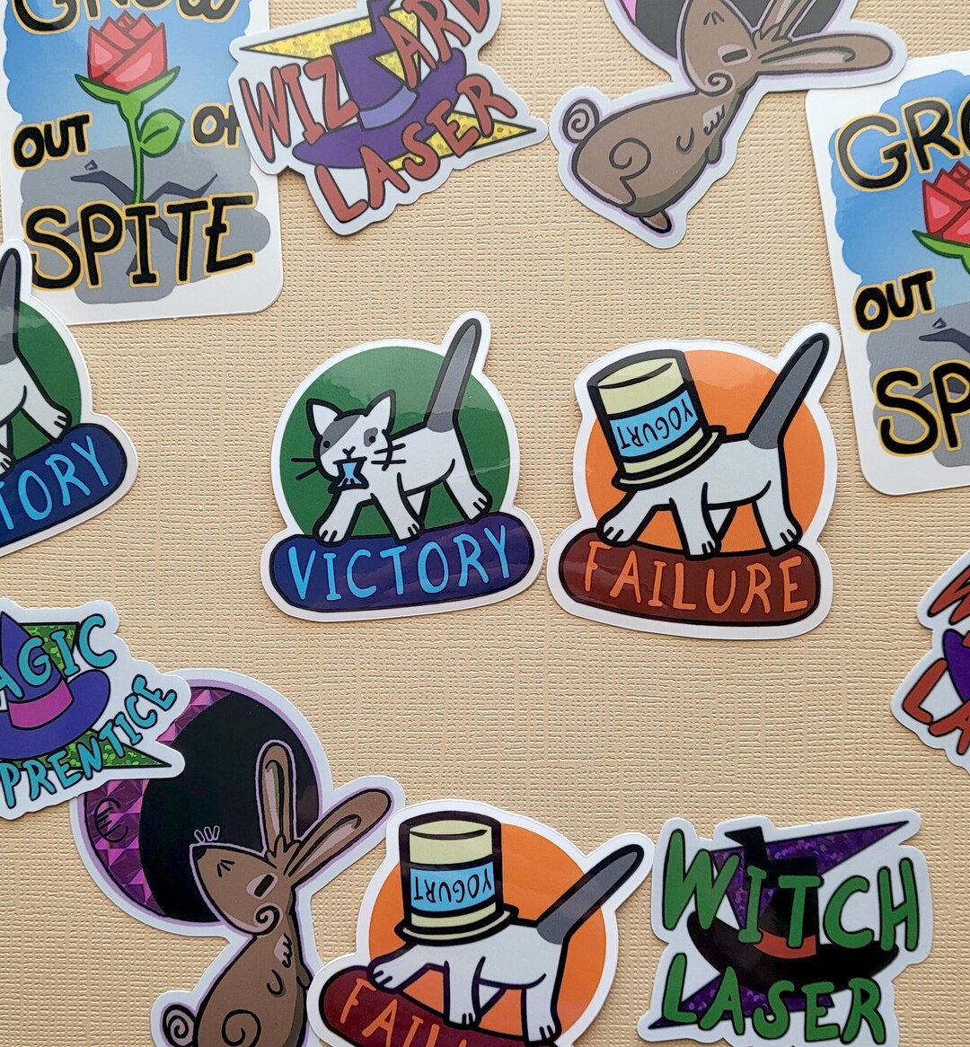 Funny Cat Vinyl Sticker Victory Failure - Etsy