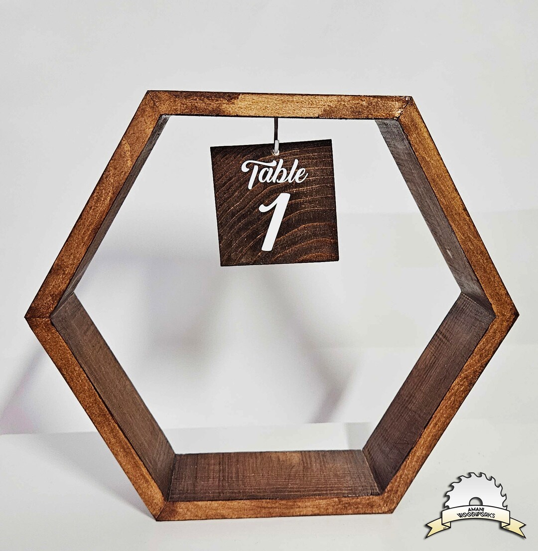 Hexagon Centerpiece With Table Number - Hexagon Wedding Decorations ...