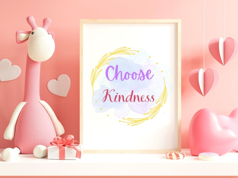 Choose Kindness Wall Art, Kids Printable Wall Art Pastel, Choose ...