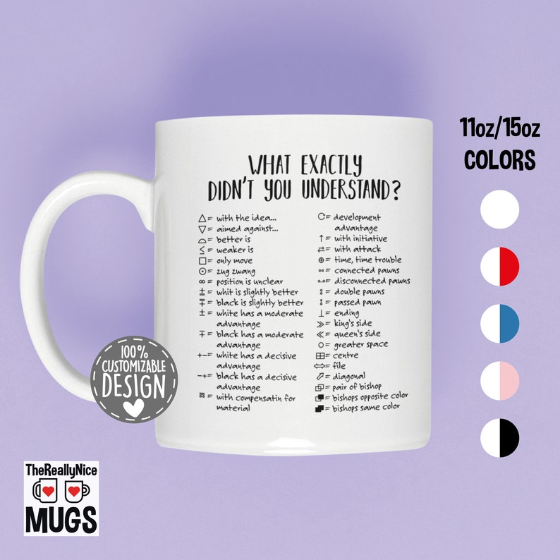 Chess Player Mug Chess Symbols Mug, Chess Player Gift, Chess Tournament ...