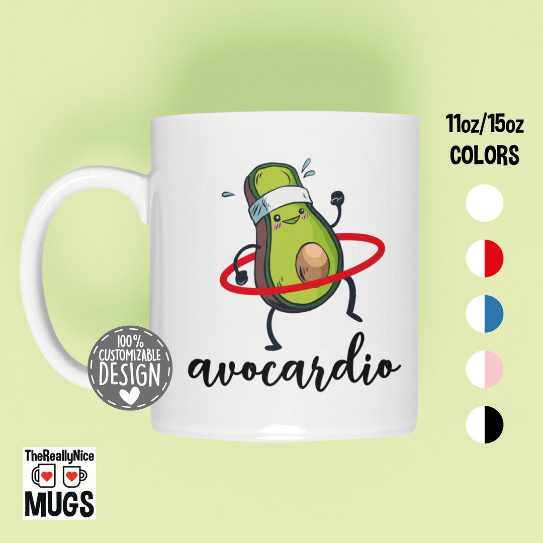 Funny Avocardio Pun Mug | Cute Burpee Avocado for Fitness Enthusiasts ...