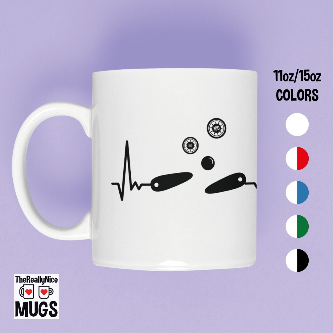 Pinball Mug Heartbeat Pinball, Arcade Lover Tea Cup Retro Pinball ...