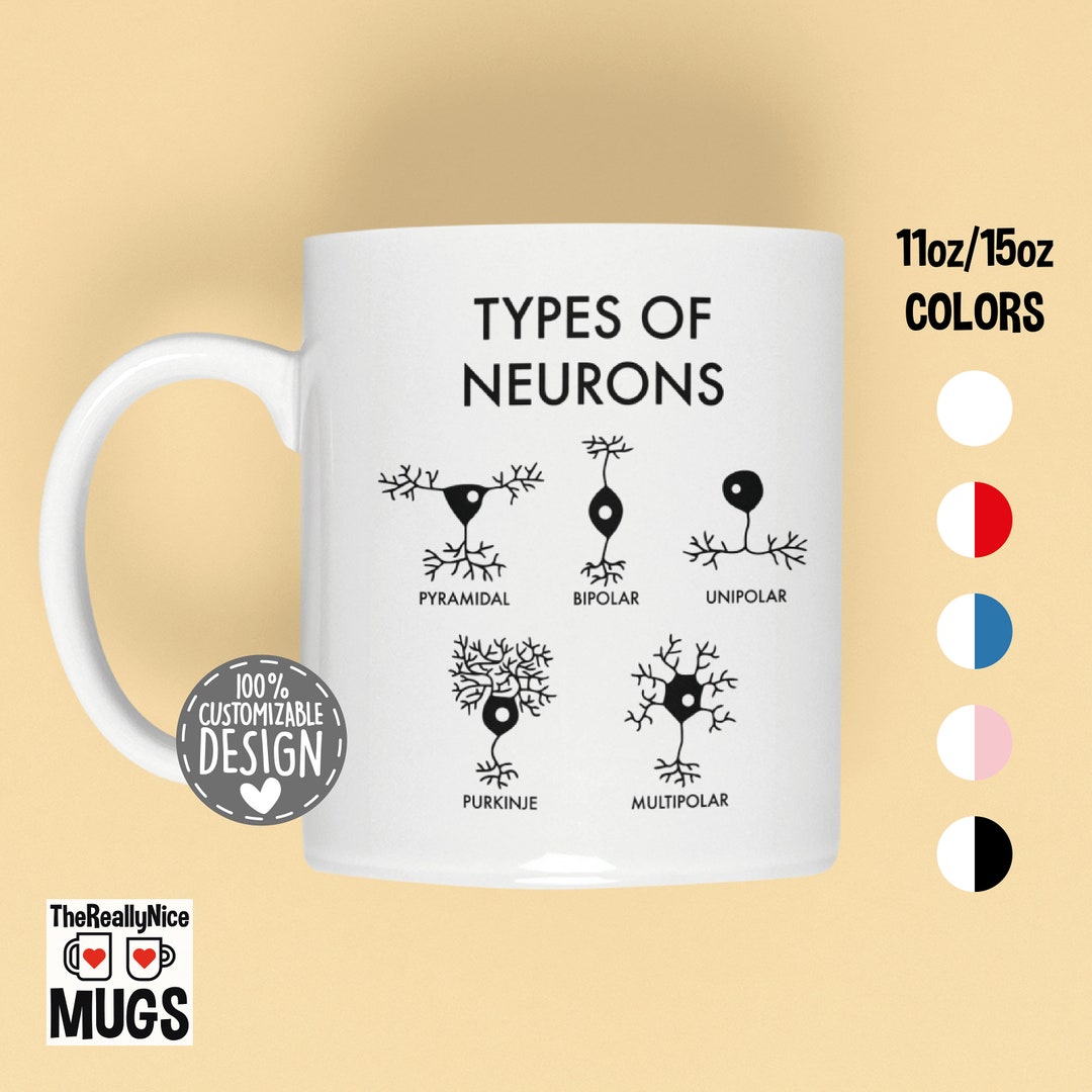 Types of Neurons Mug Brain Surgeon Neurologist Tea Cup, Medical Student ...