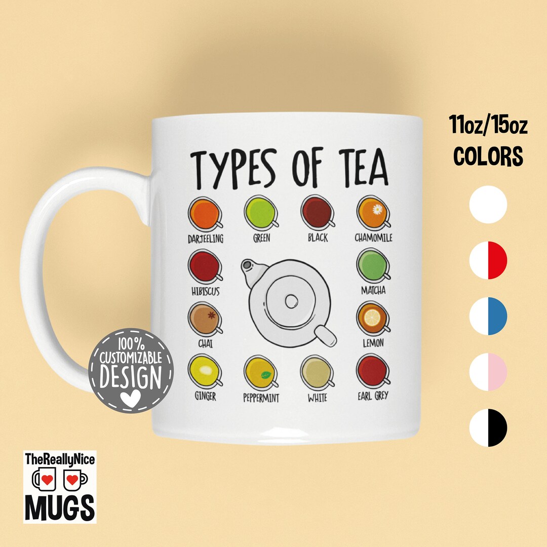 Tea Drinker Mug Types of Tea, Tea Lover Gift, Tea Time Mug, Tea Addict ...