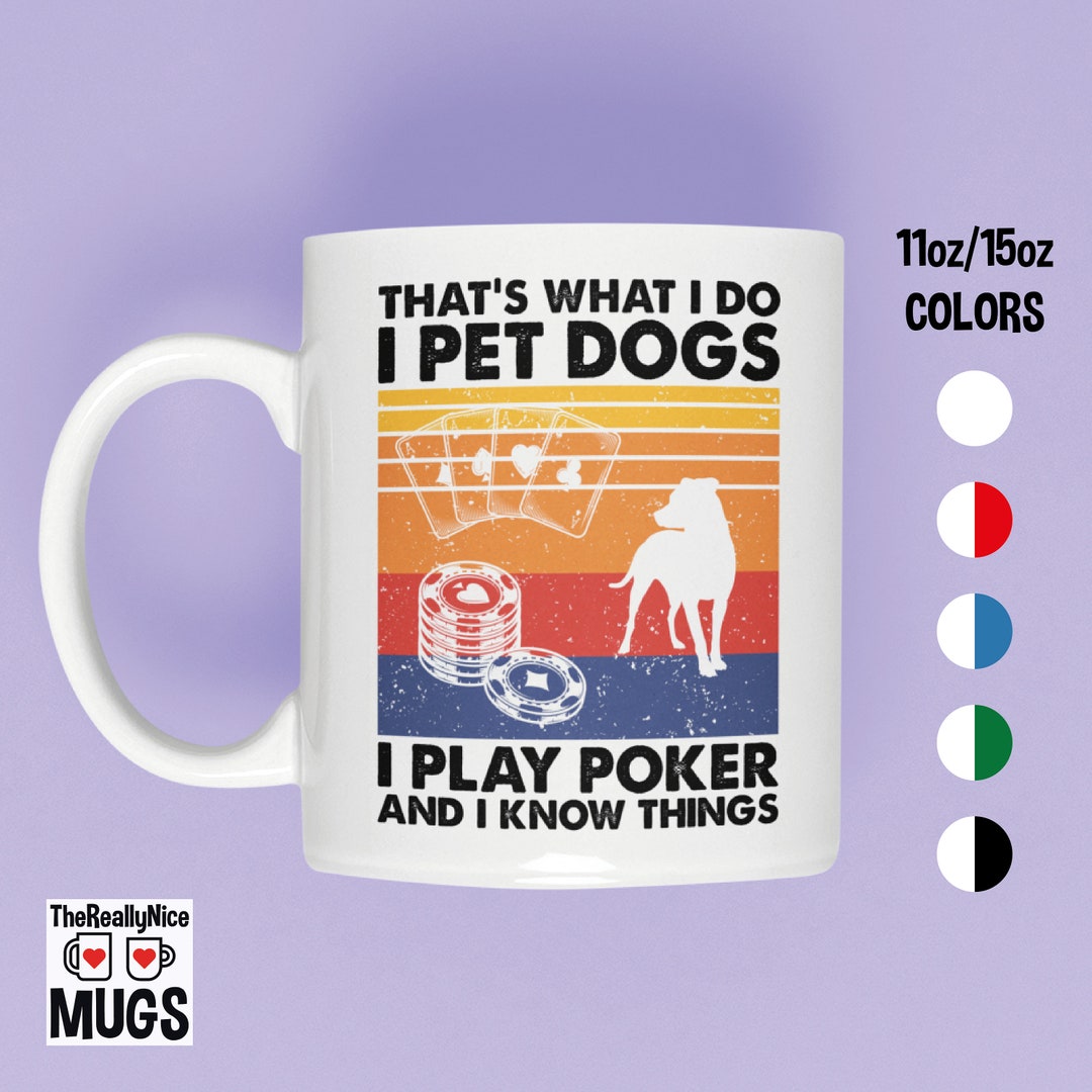 Poker Mug Bluffing With Paws, Pet Dogs Play Poker Tea Cup, Whimsical ...