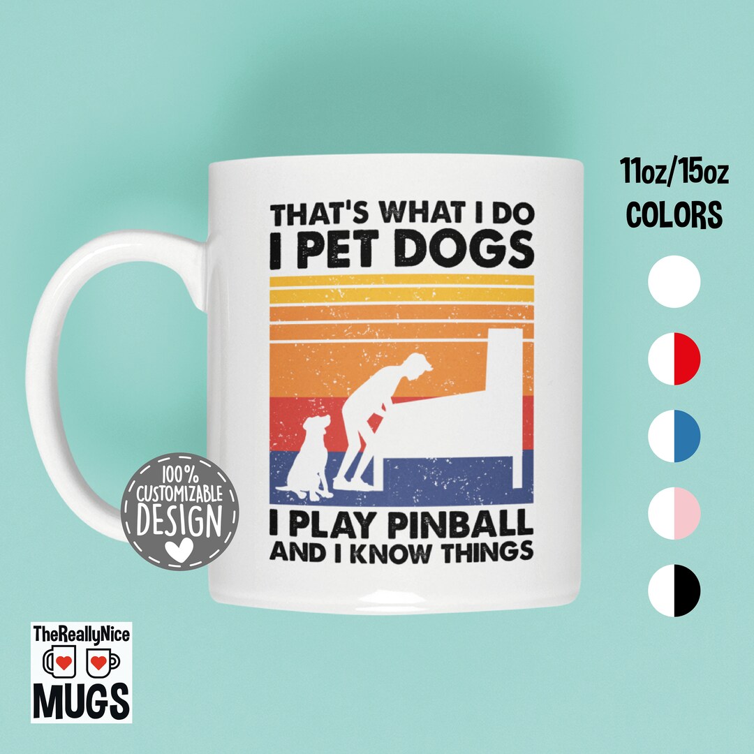 Pinball & Dogs Coffee Mug | Pinballer, Flipper Retro Gamer Gift - Etsy