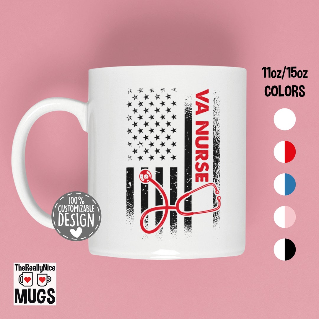 VA Nurse Mug Veterans Affairs Nurse Gift, American Military Nurse Tea ...