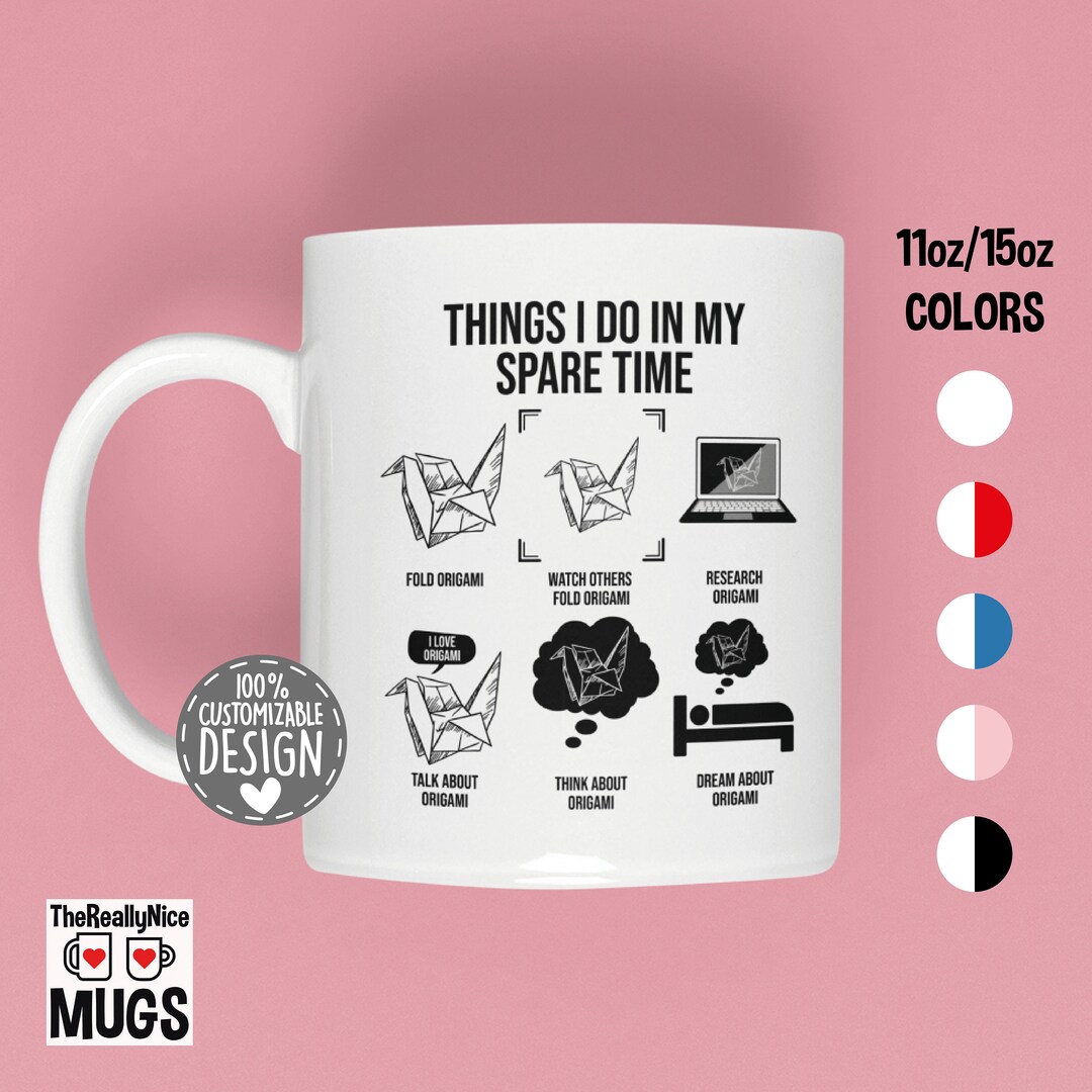 Funny Origami Mug | Things I Do, Origami Folding Tea Cup, Orizuru Gift ...