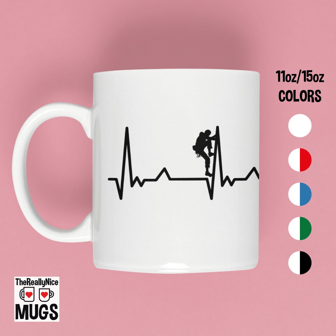 Mountain Climber Mug Heartbeat Adventure Tea Cup Hiking Coffee Mug for ...