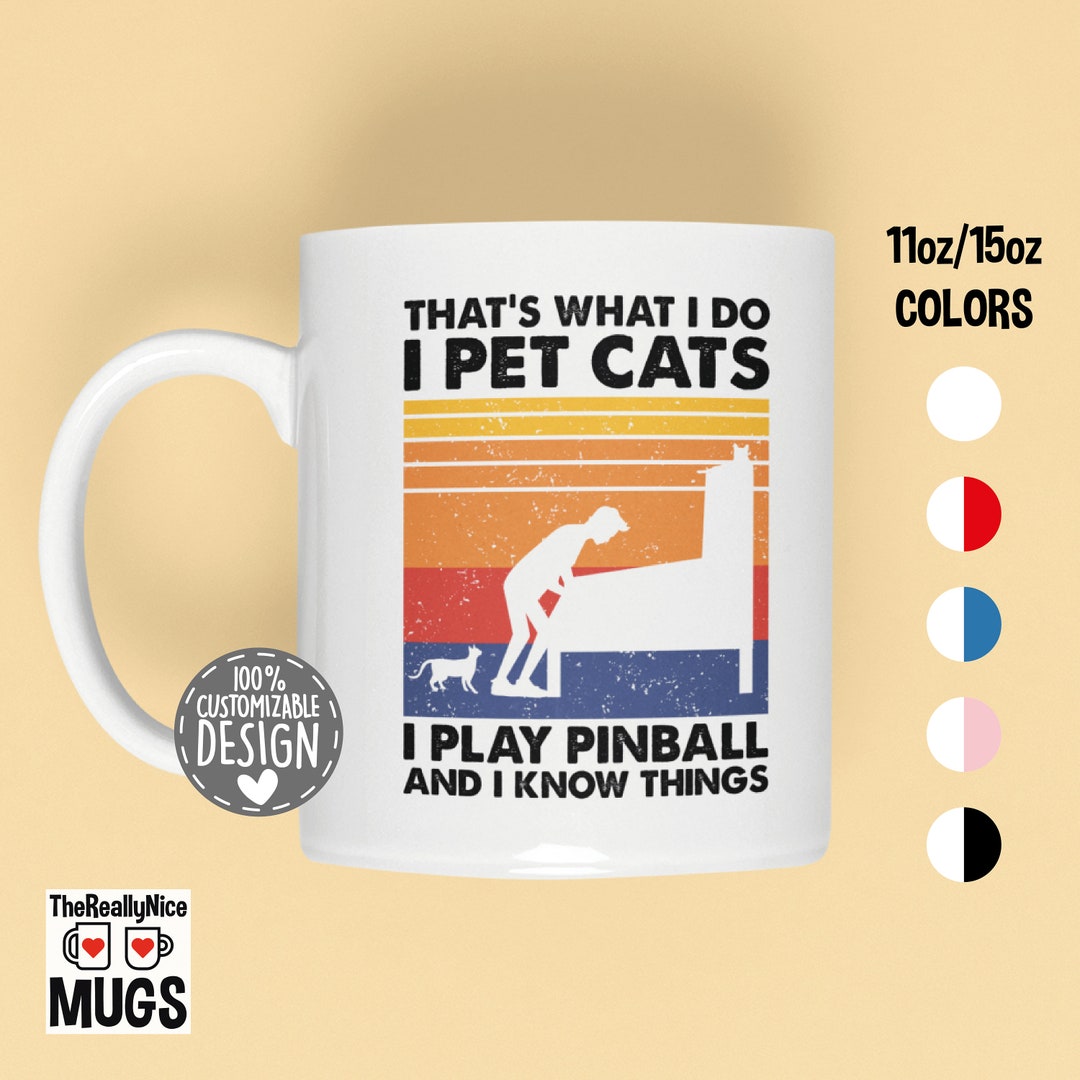 Pinball and Cats Mug | Retro Arcade Gamer Gift - Etsy
