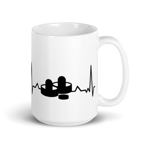 Air Hockey Lover Mug Heartbeat, Game Enthusiast Tea Cup Fun Air Hockey ...