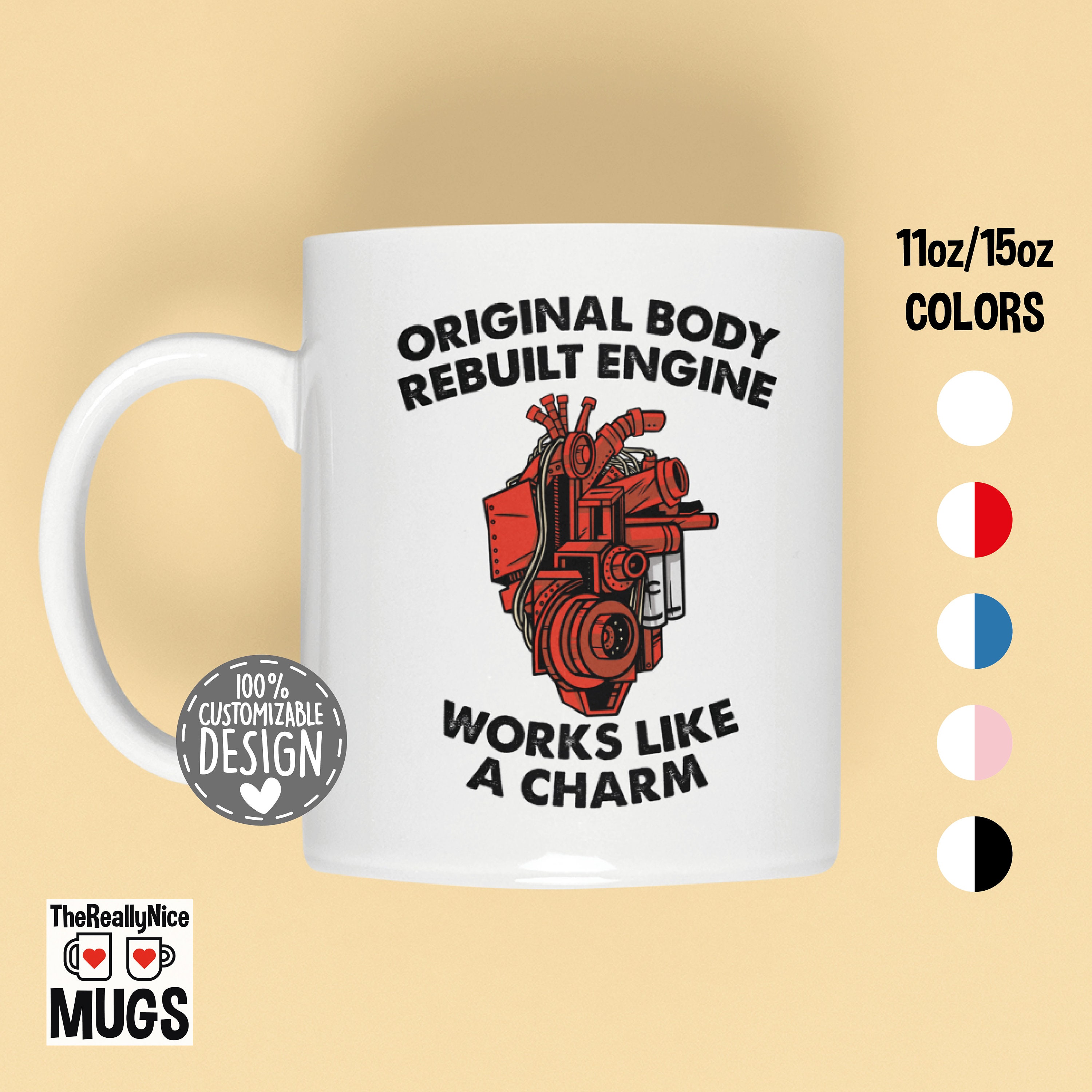 Rebuilt Engine Heart Coffee Mug | Open Heart Surgery Recovery Gift - Etsy